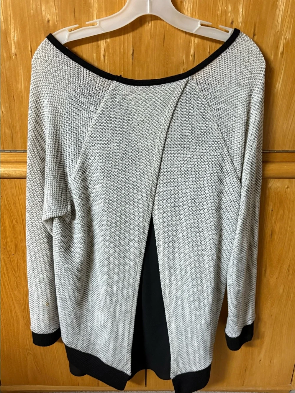 Bar III | Tops | Bar Iii Twotone Waffle Knit Sweater W Chiffon Shear ...